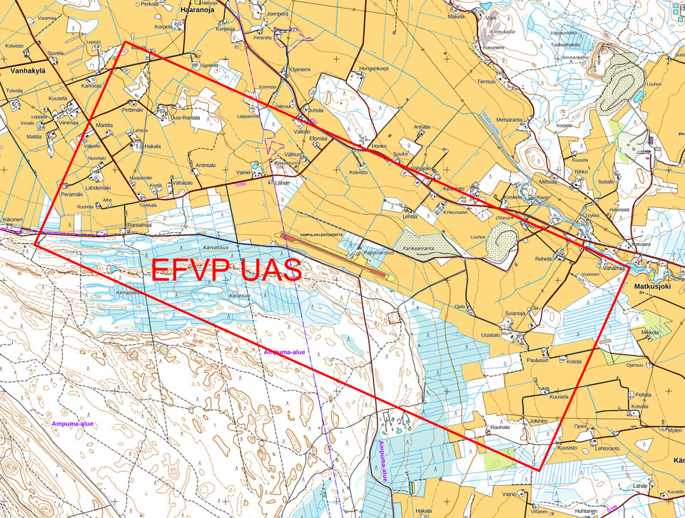 Vampula (EFVP) restrictive UAS geographical zone | Droneinfo